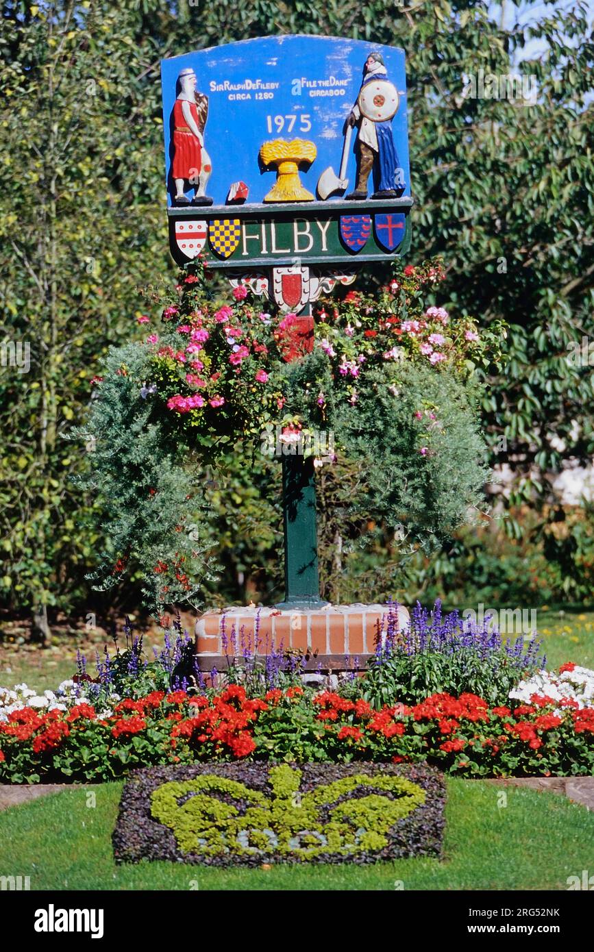 Village sign. Filby near Great Yarmouth. Norfolk. England. UK Stock ...