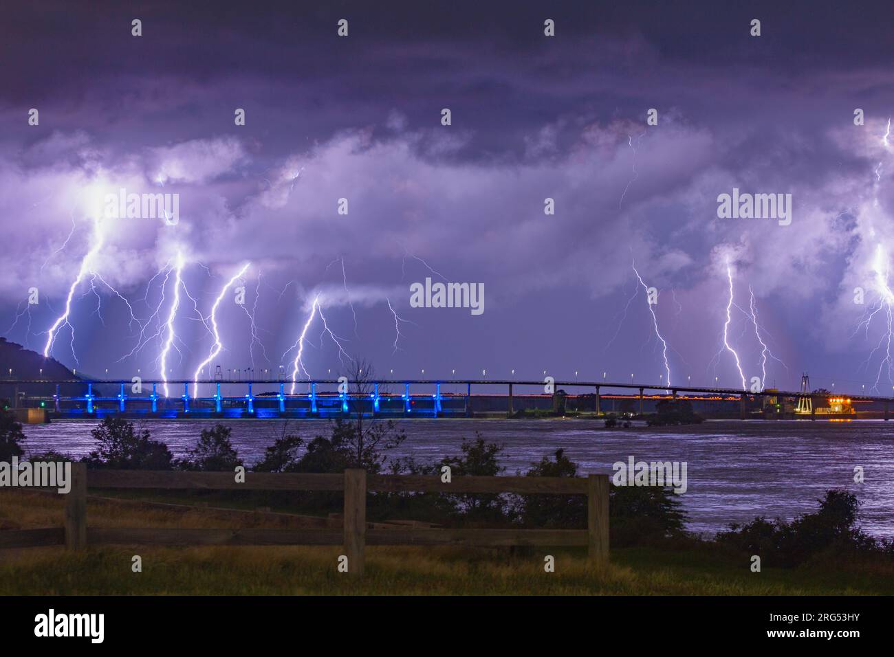 Storm Over the Big Dam Bridge Stock Photo - Alamy