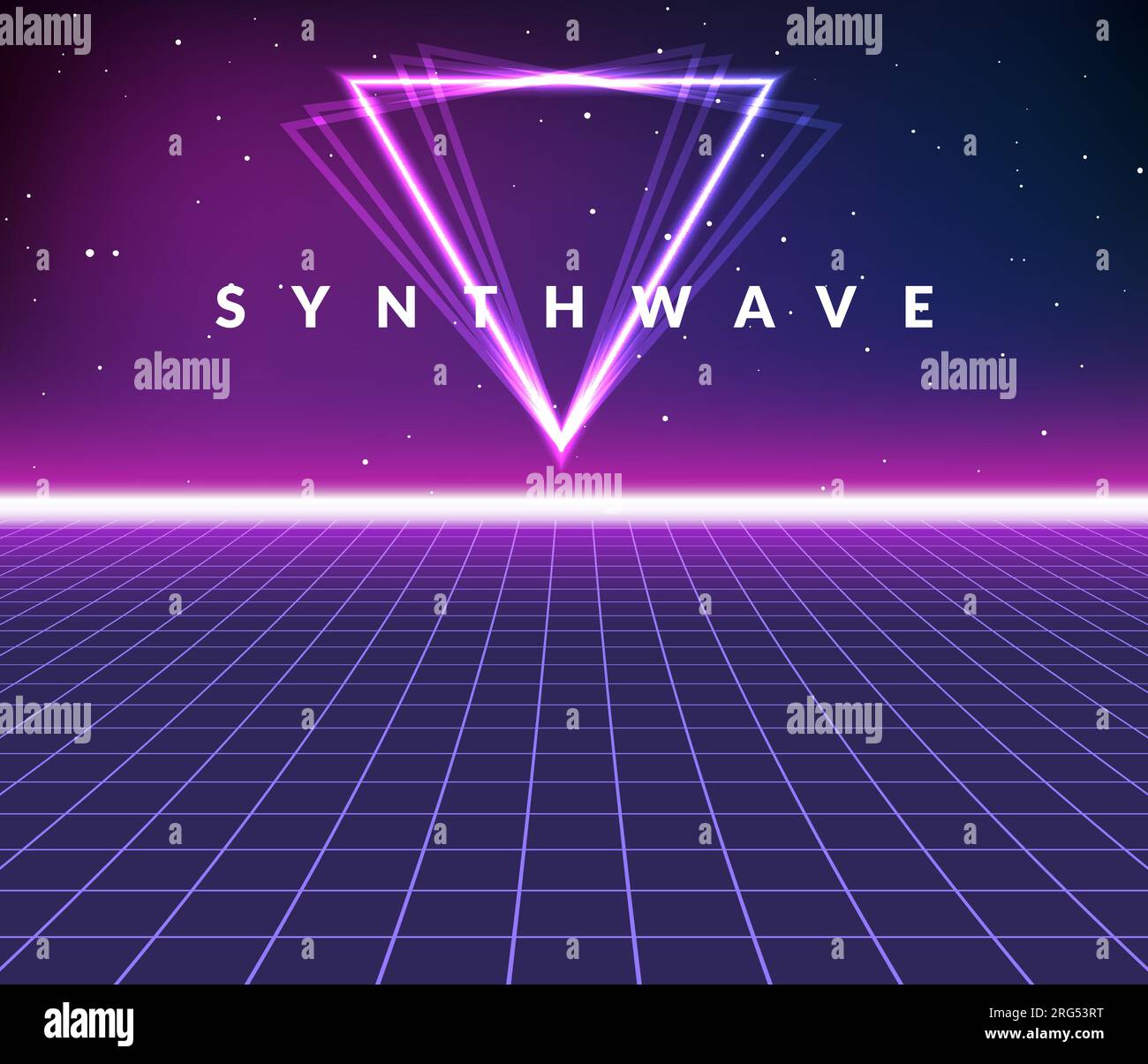 Synth wave retro grid background. Synthwave 80s vapor vector game poster neon futuristic laser ...