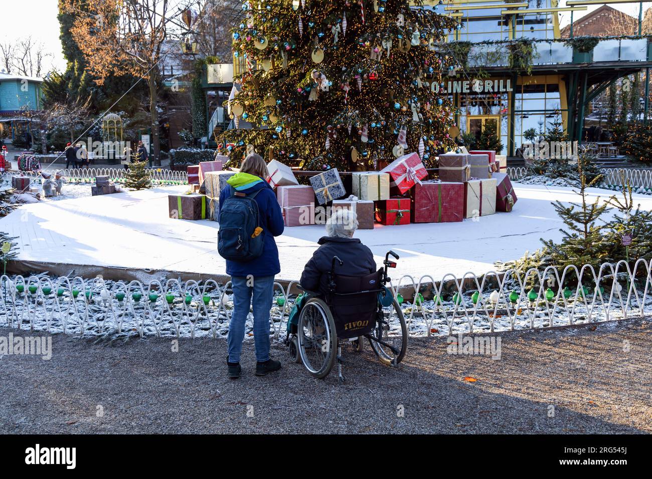 Christmas decorations. Decorated streets for Christmas. Copenhagen ...