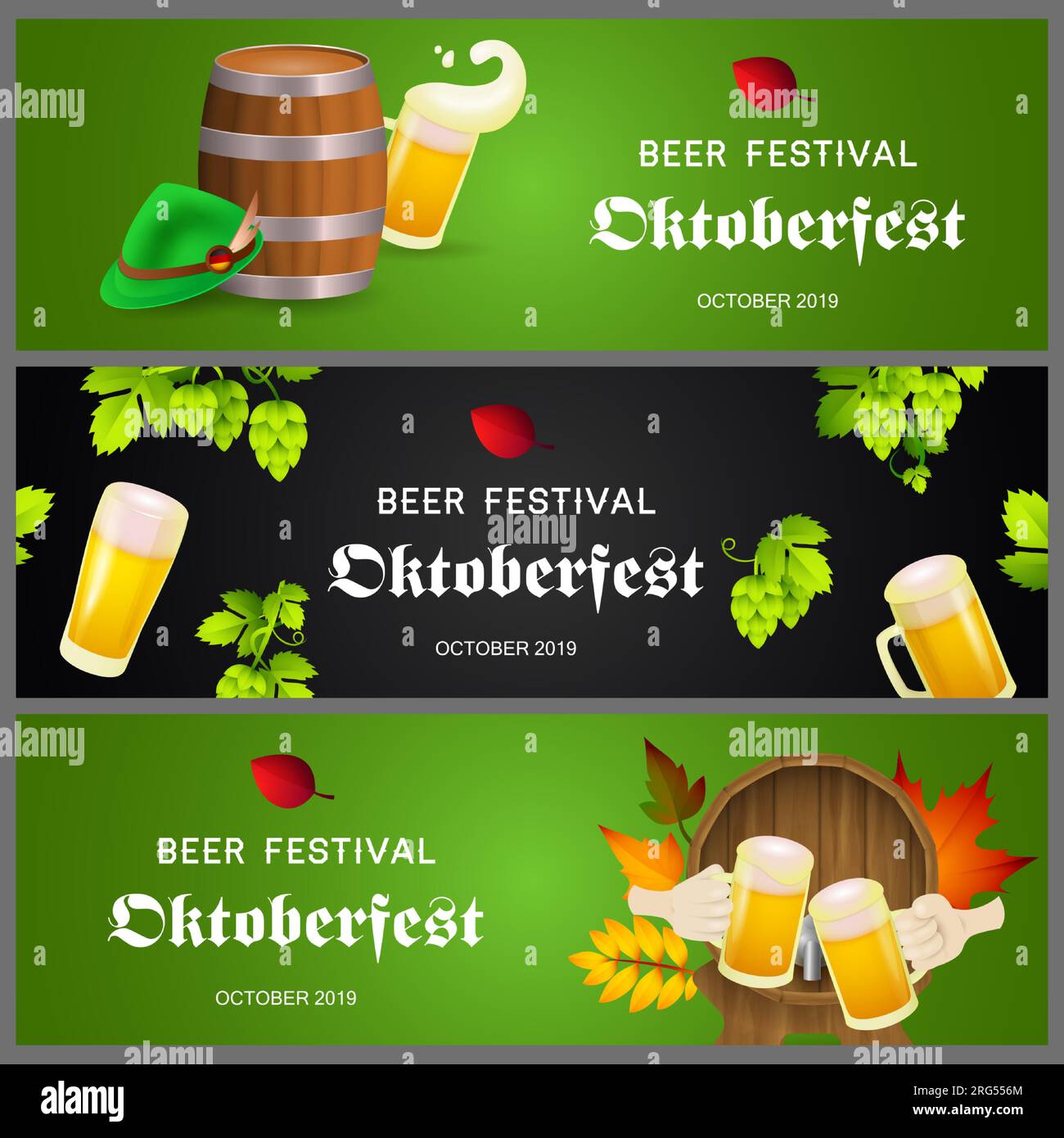 Beer festival banners on green and black backgrounds Stock Vector Image ...