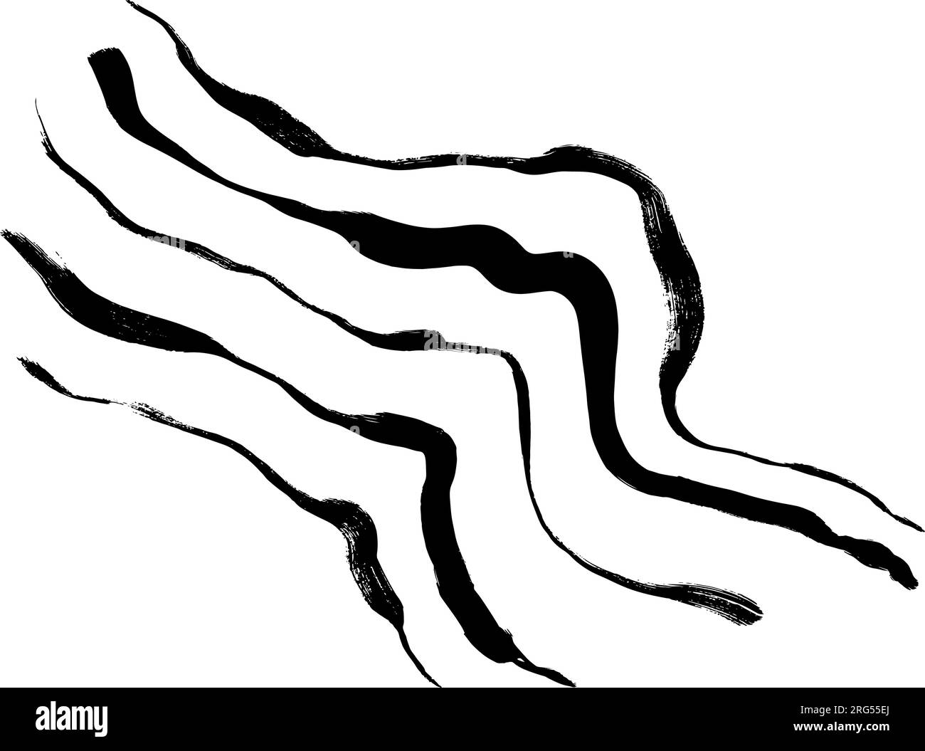 Black Ink Hand Drawn Free Hand Wave Brush Strokes Stock Vector Image ...