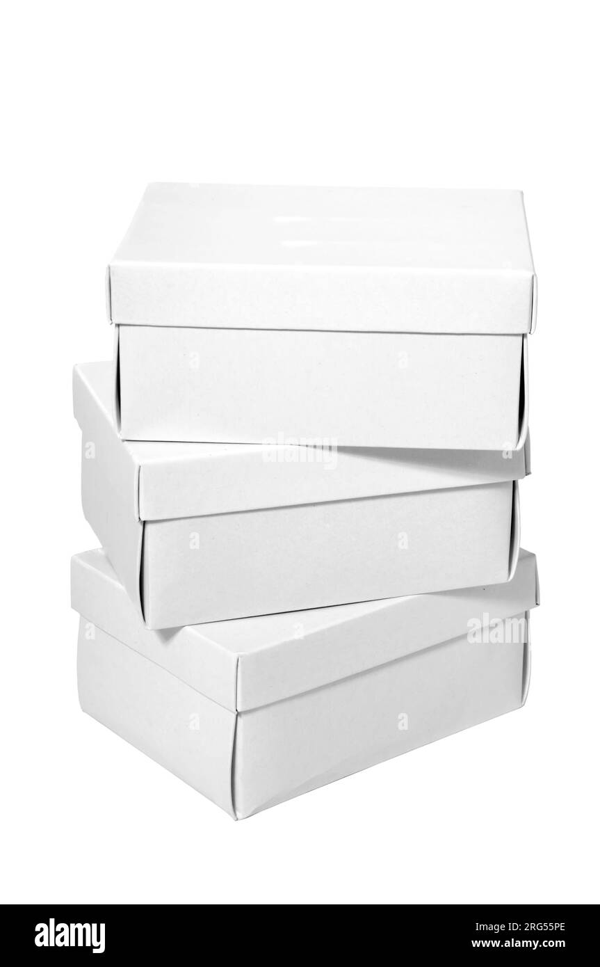 A pile of white boxes isolated on a clean white background Stock Photo ...