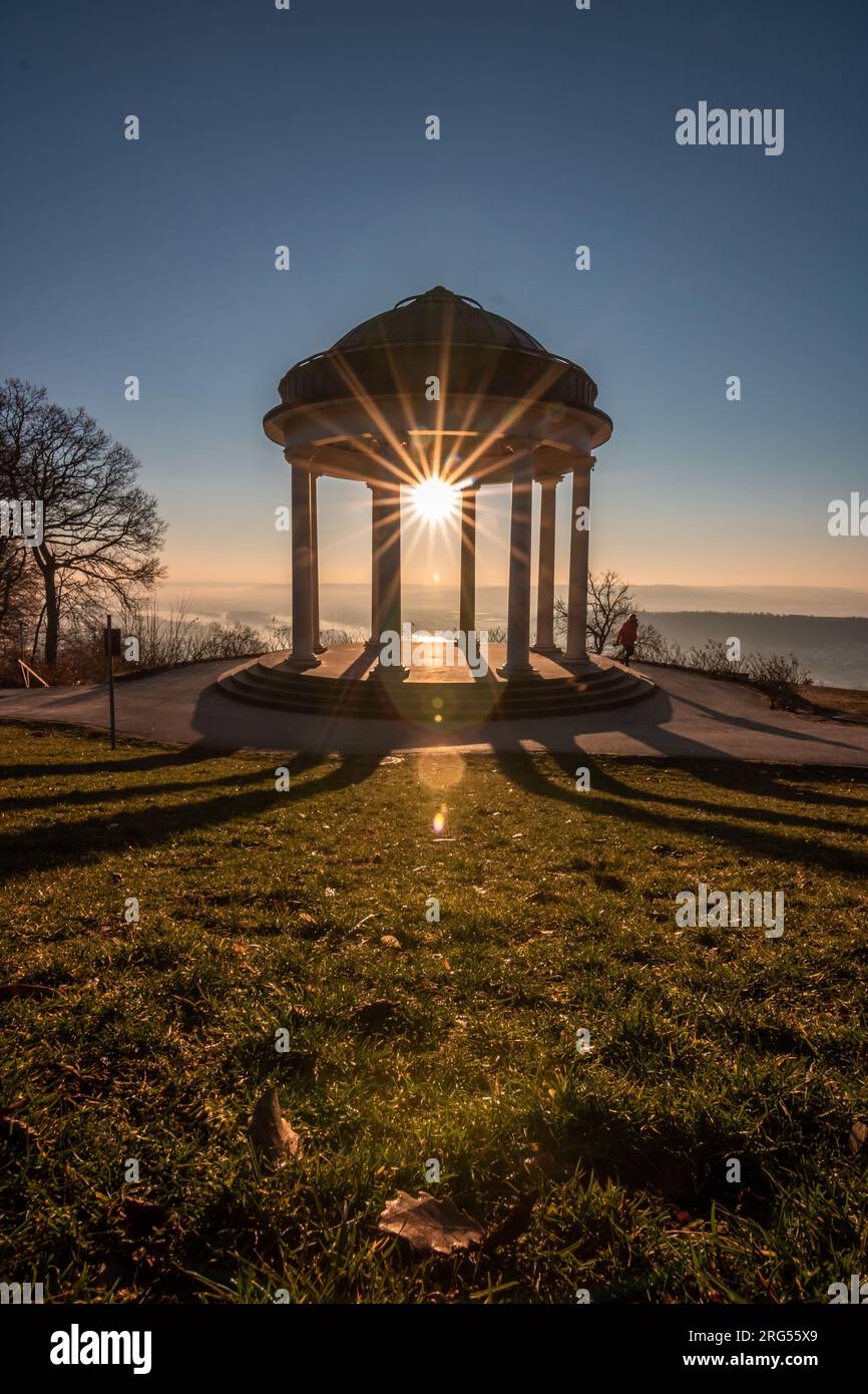 Niederwald monument in Hessen Germany. Sunrise with temples and great ...