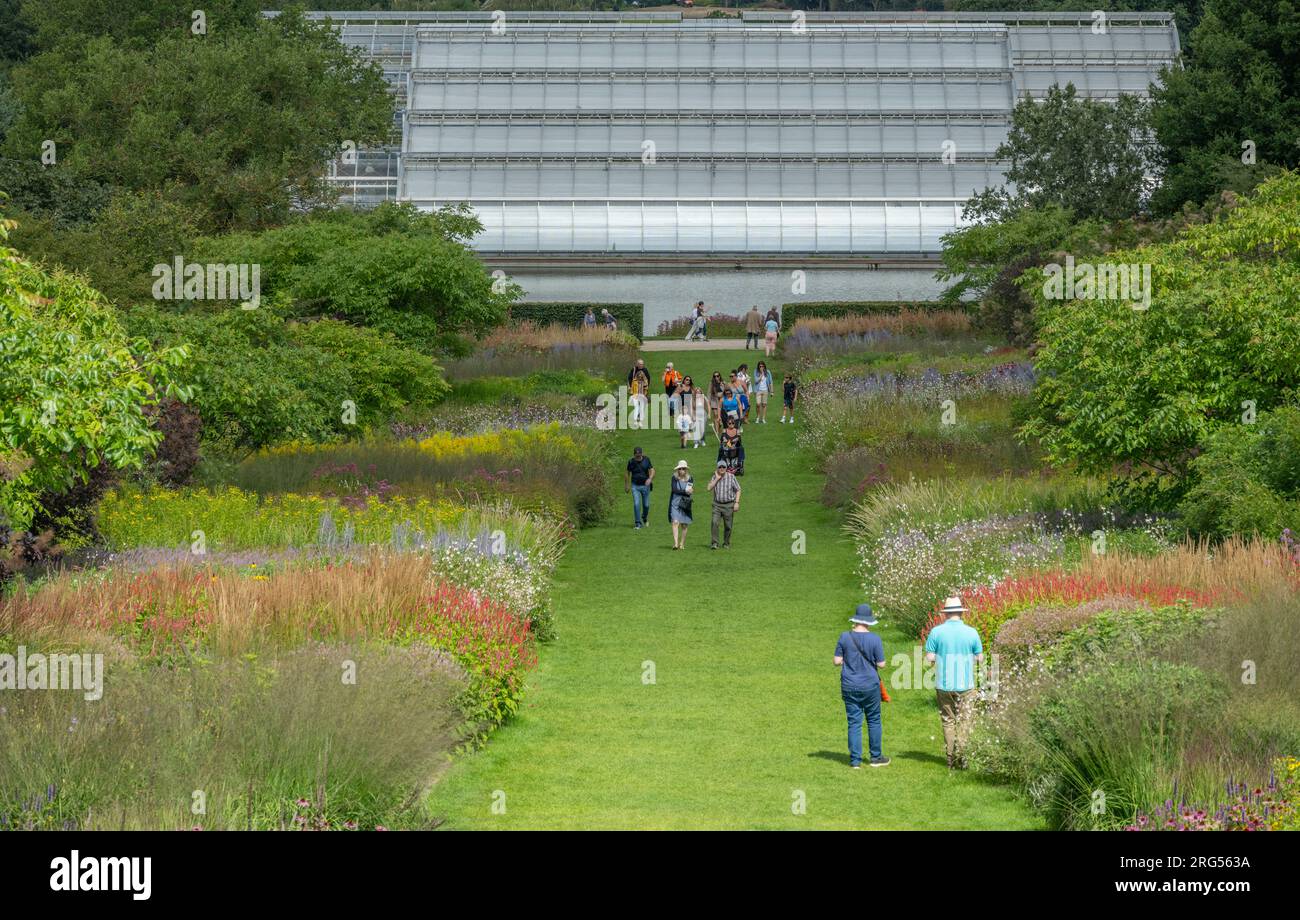View of The Glasshouse at RHS Garden Wisley from the Glasshouse borders ...