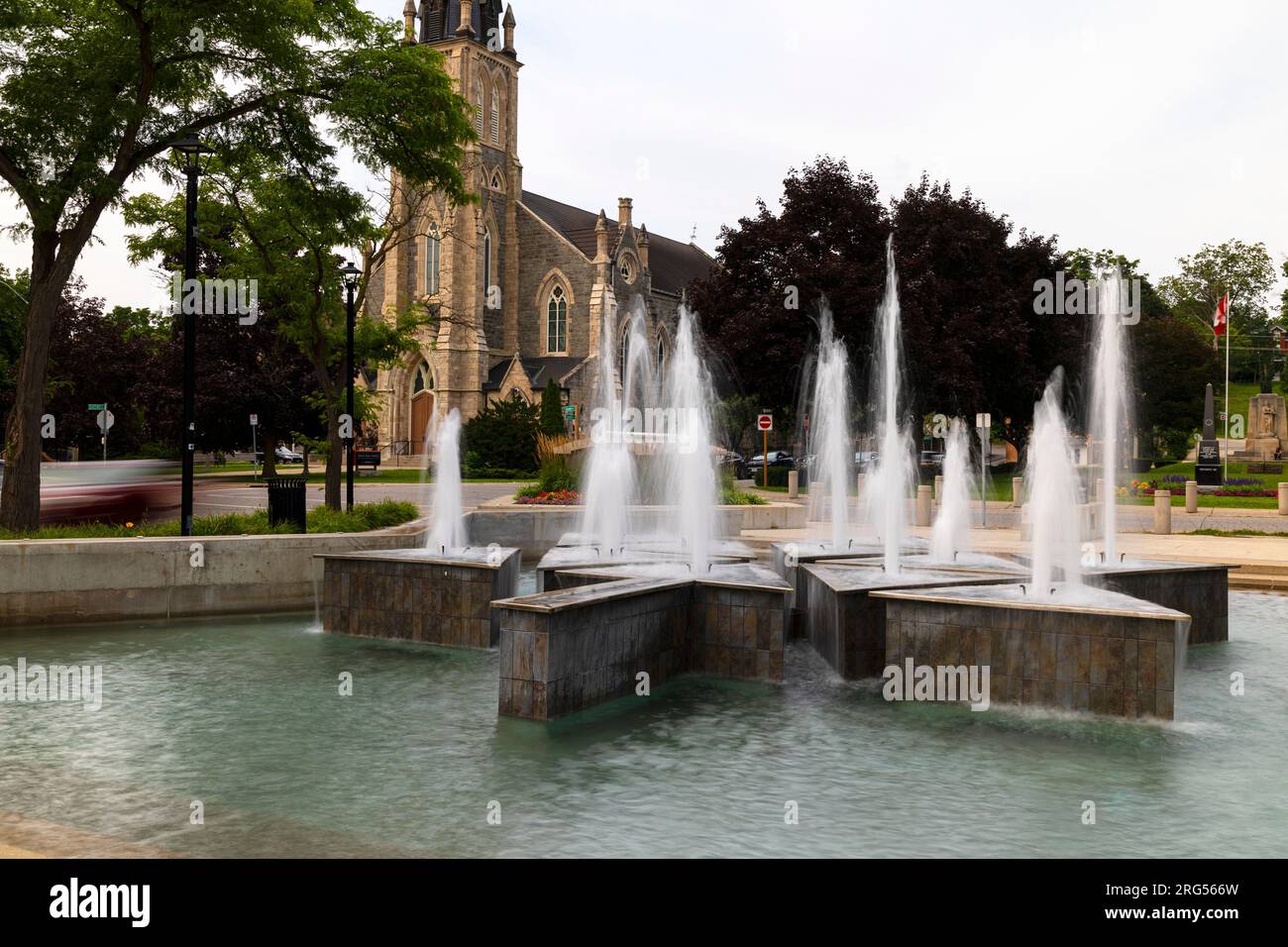 Queens Square and Gore Centennial Fountain. Cambridge Ontario Canada ...