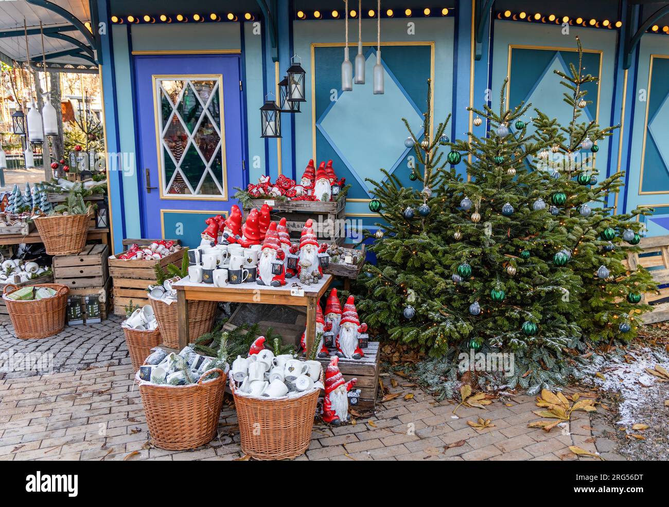 Christmas decorations. Decorated streets for Christmas. Copenhagen ...