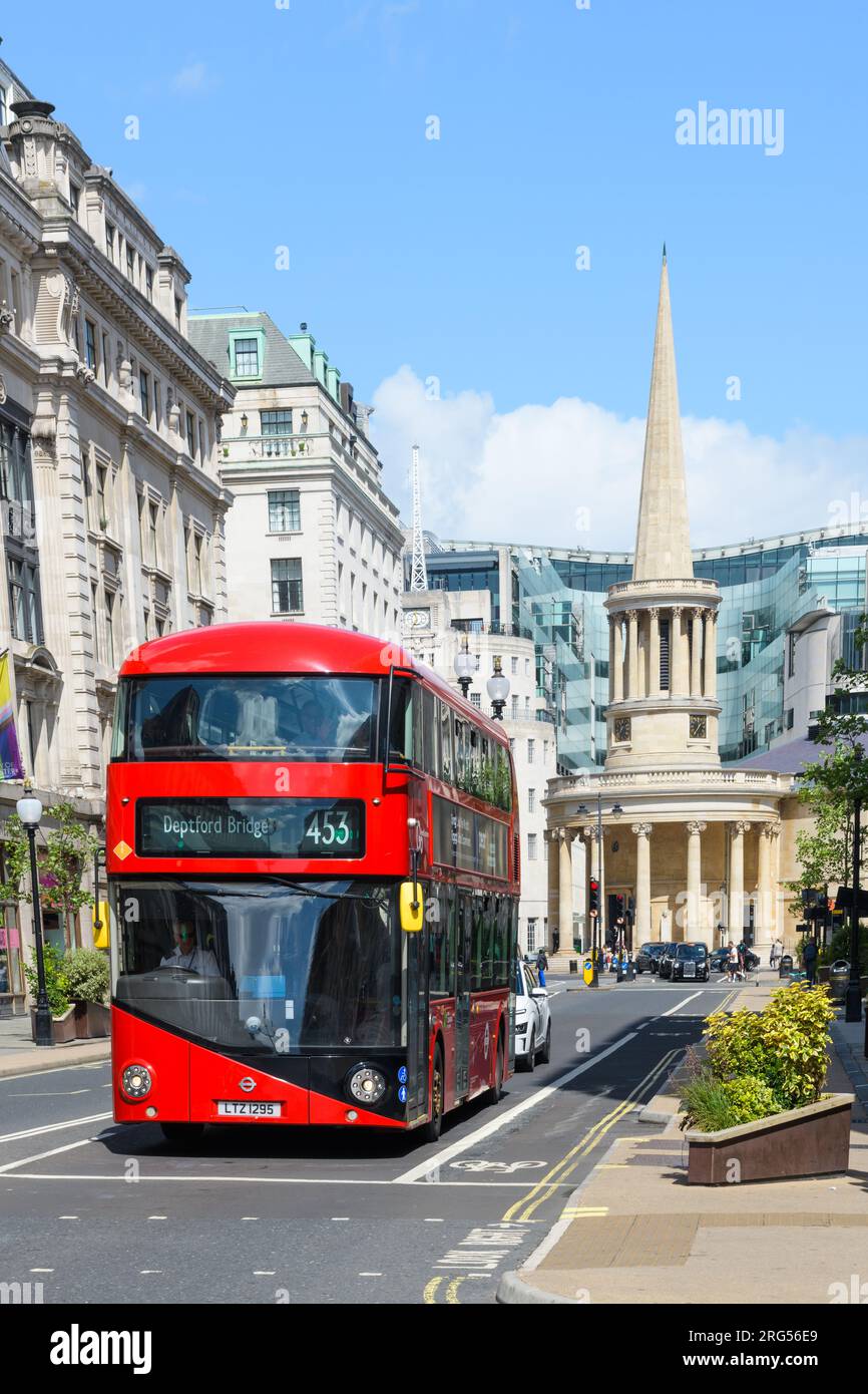 London, UK - July 29, 2023; Go Ahead London New Routemaster bus passing ...