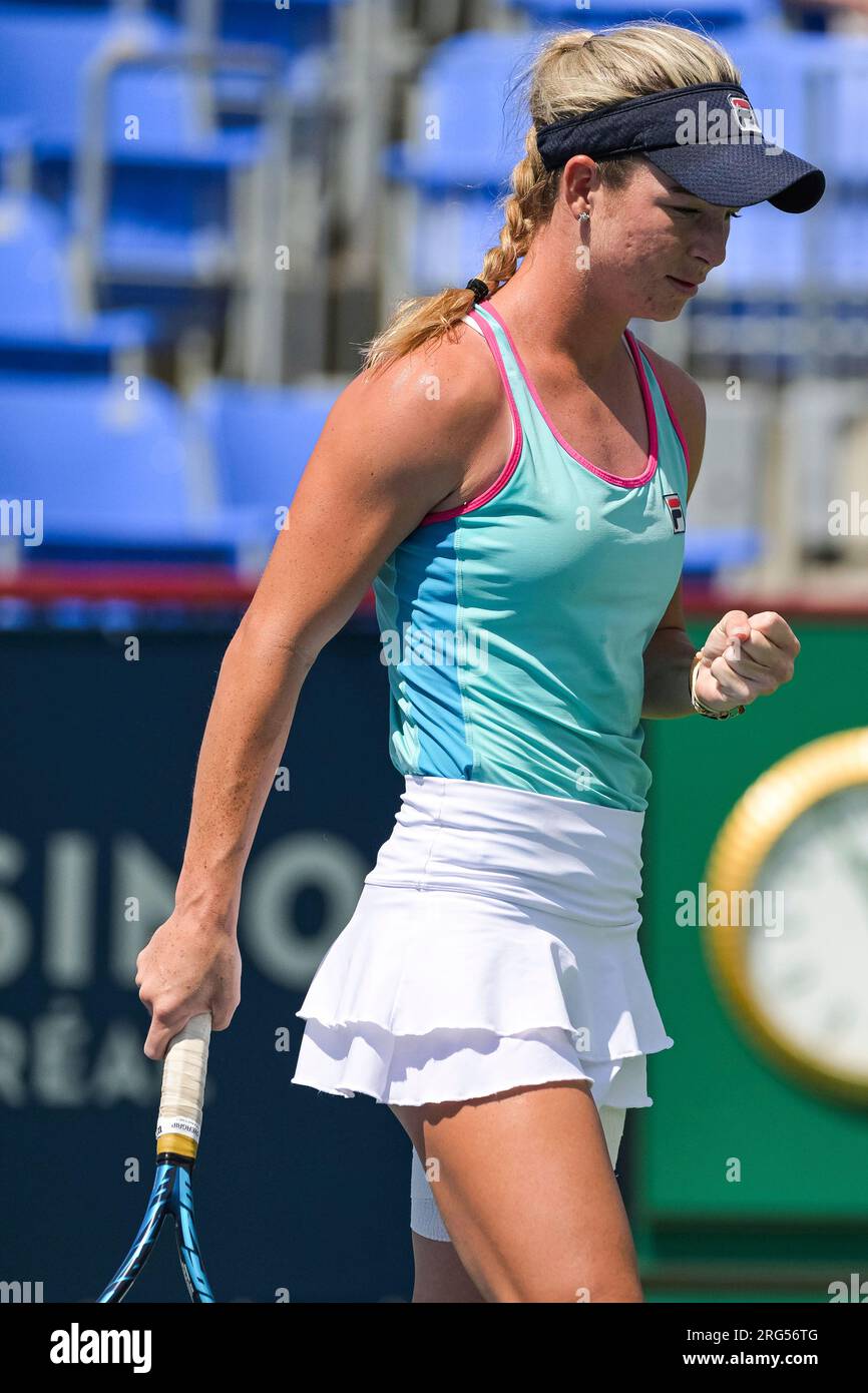 MONTREAL, QC - AUGUST 06: Elizabeth Mandlik (USA) shows pride during a ...