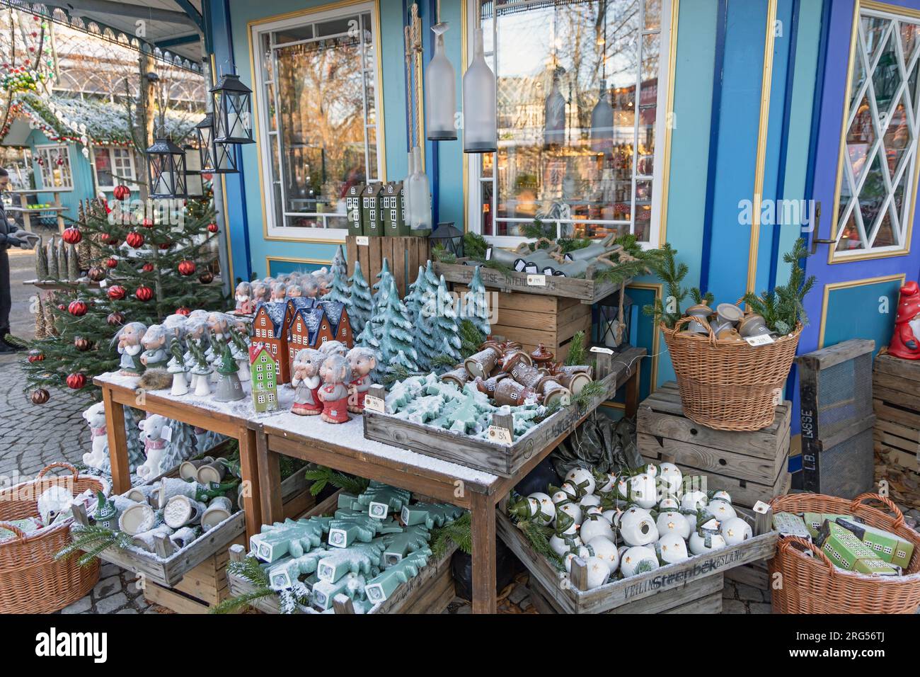 Christmas decorations. Decorated streets for Christmas. Copenhagen ...