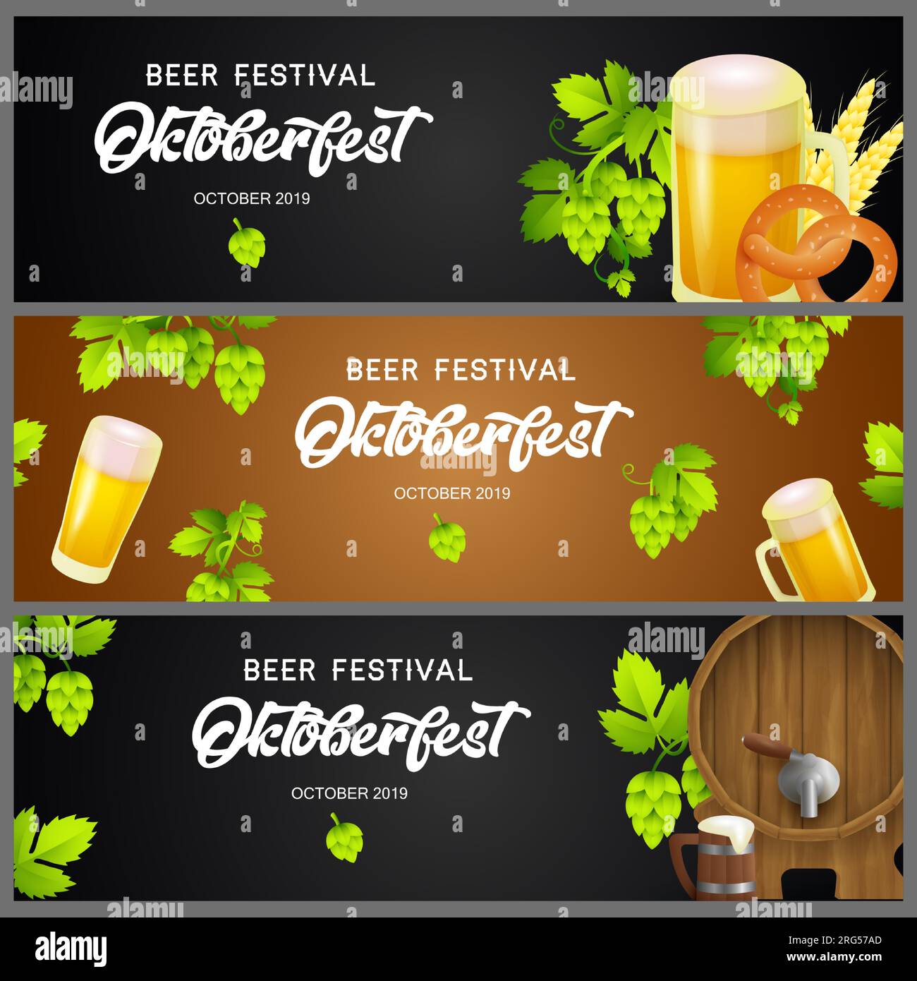 Collection of Oktoberfest beer festival banners Stock Vector Image ...