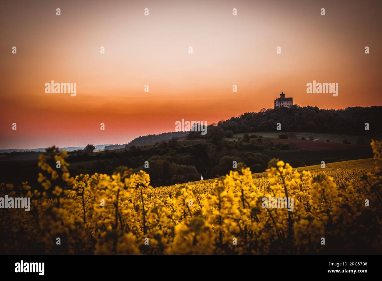 The Ronneburg in Germany in a great landscape photo. Beautiful fields ...