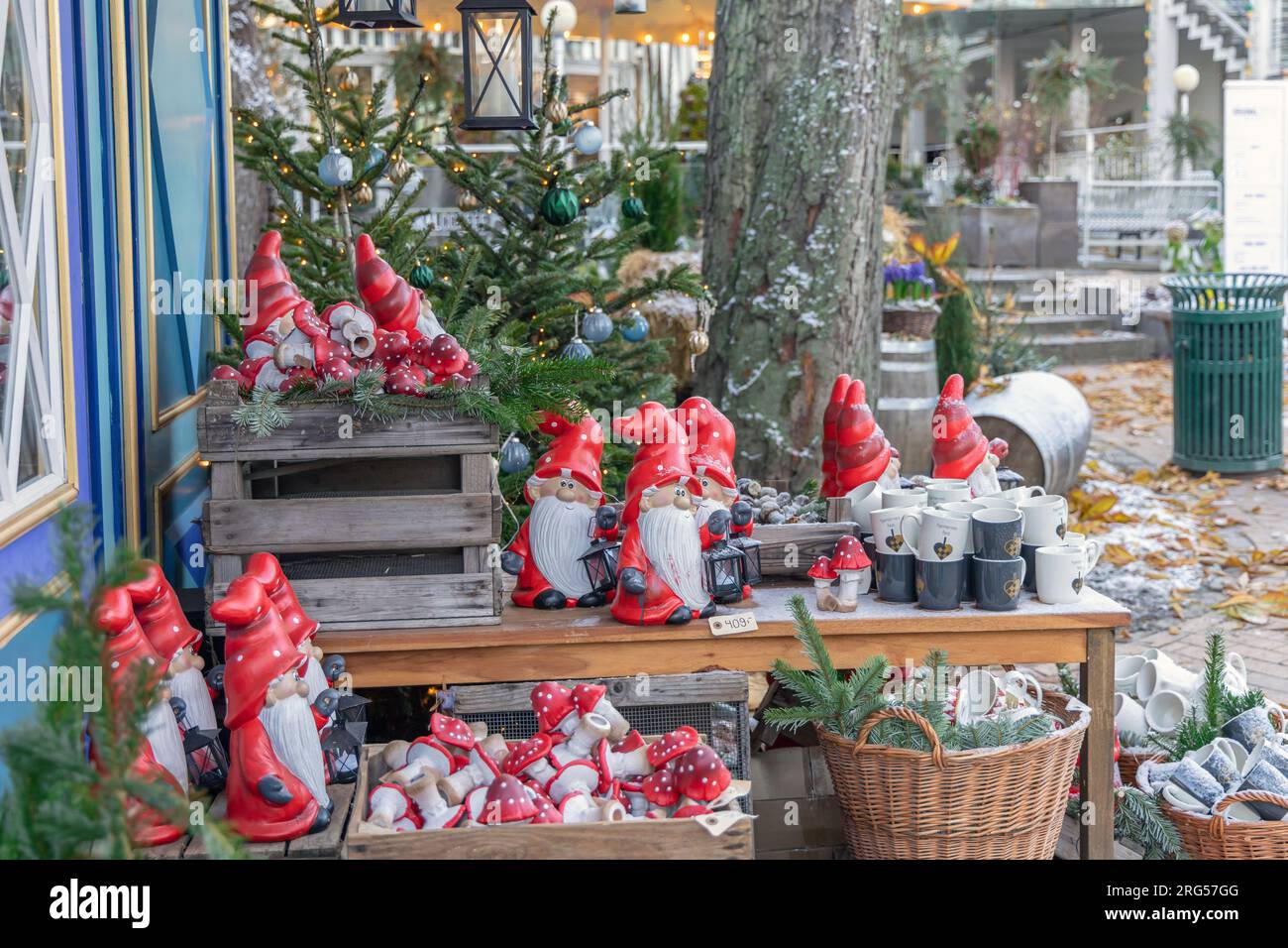 Christmas decorations. Decorated streets for Christmas. Copenhagen ...