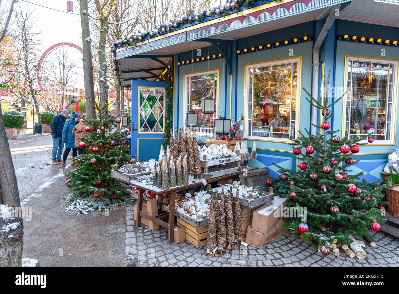 Christmas decorations. Decorated streets for Christmas. Copenhagen ...