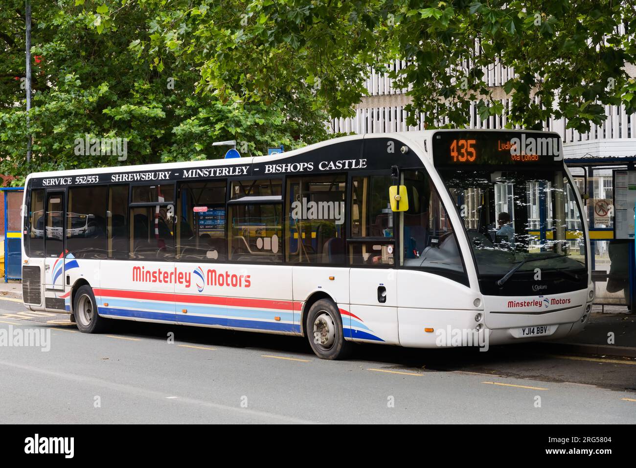 Shrewsbury, UK - July 19, 2023; Minsterley Motors transit bus at ...