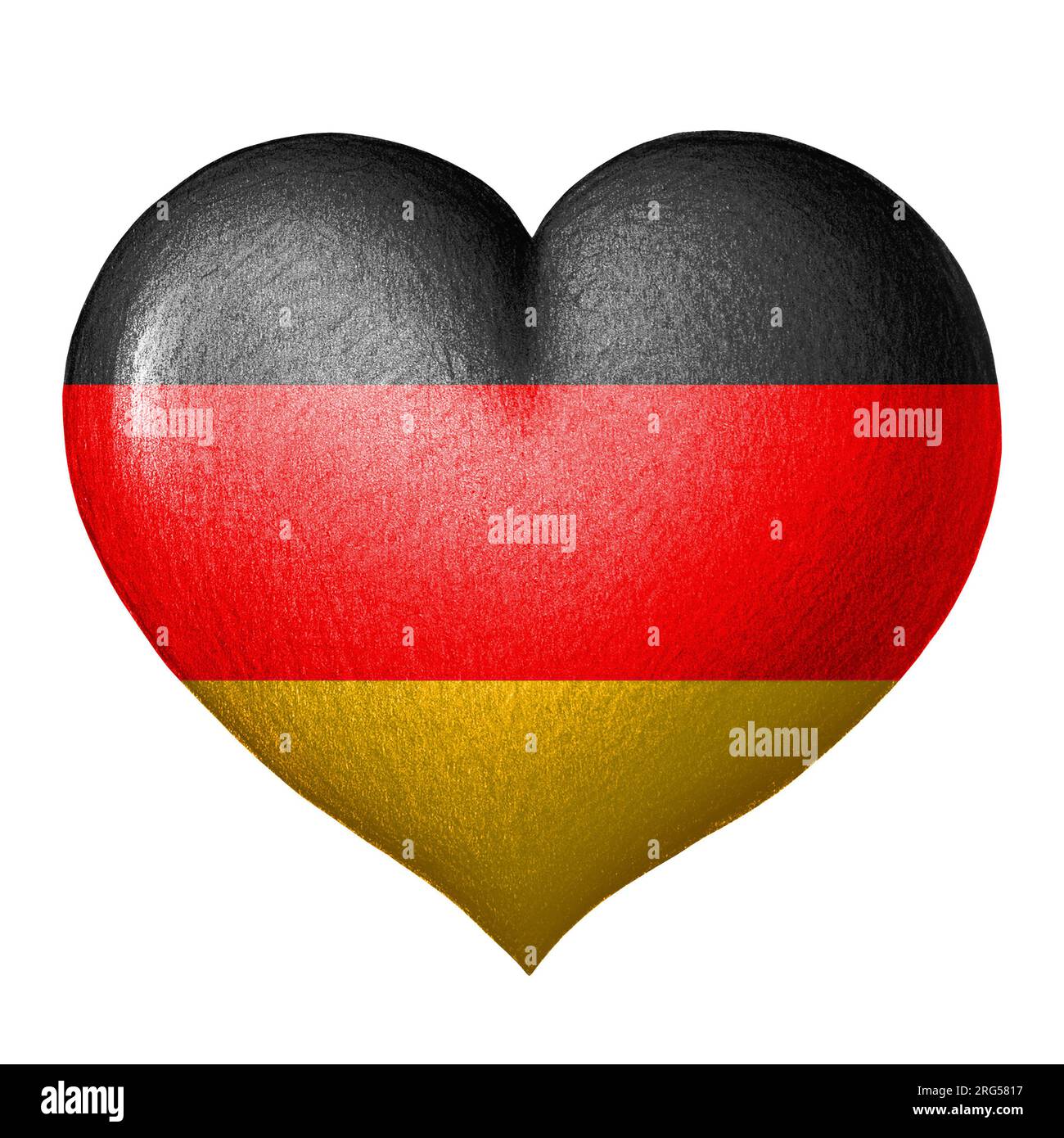 German flag in the shape of a heart. Hand drawn texture. Isolated on ...