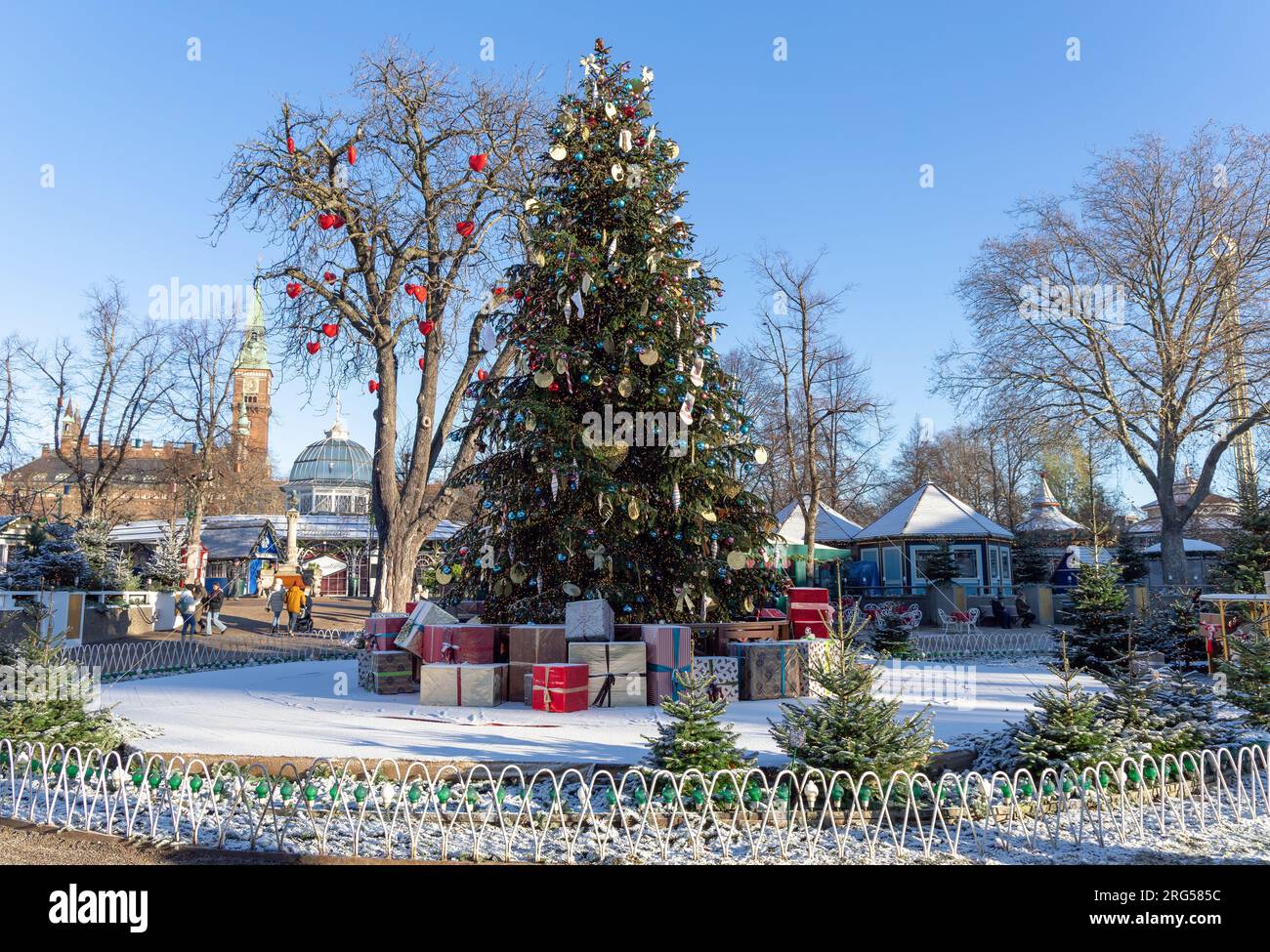Christmas decorations. Decorated streets for Christmas. Copenhagen ...