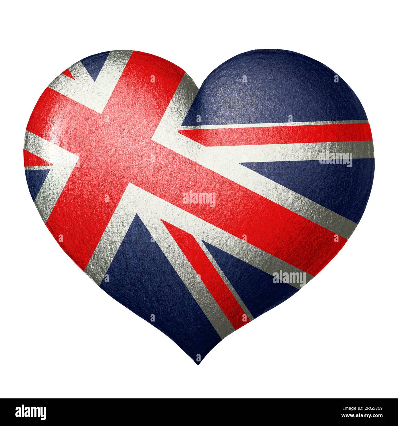 British flag in the shape of a heart. Isolated on white background ...