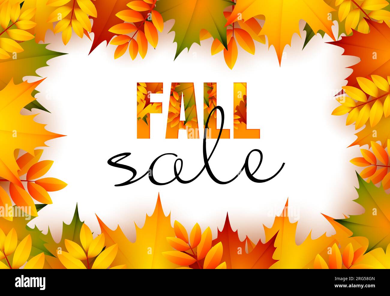 Fall sale retail banner design with yellow and red leaves Stock Vector ...