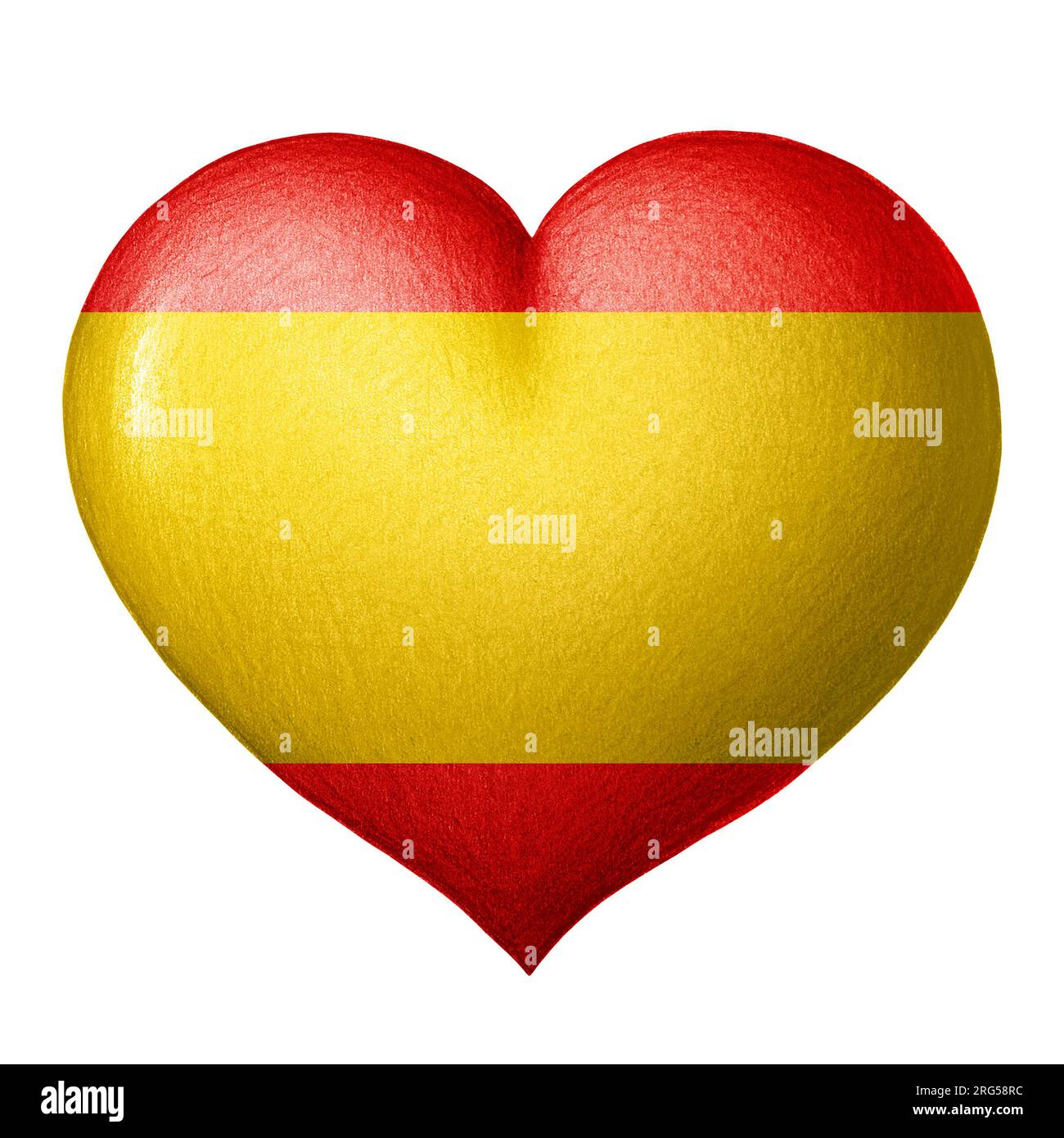 Spanish flag heart. Texture pencil drawing. Isolated on white ...