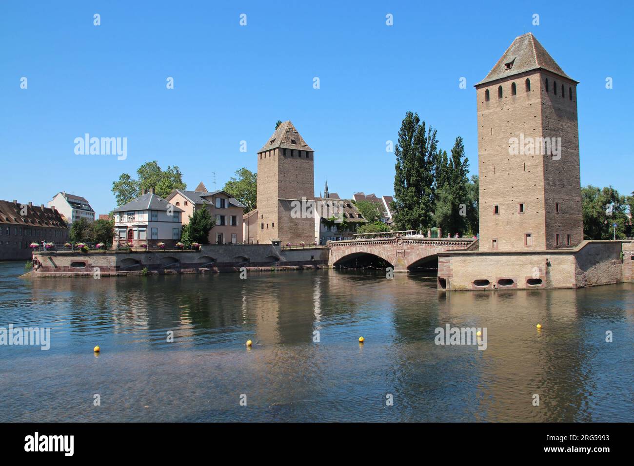 medieval towers, bridges (ponts couverts) and river ill in strasbourg ...