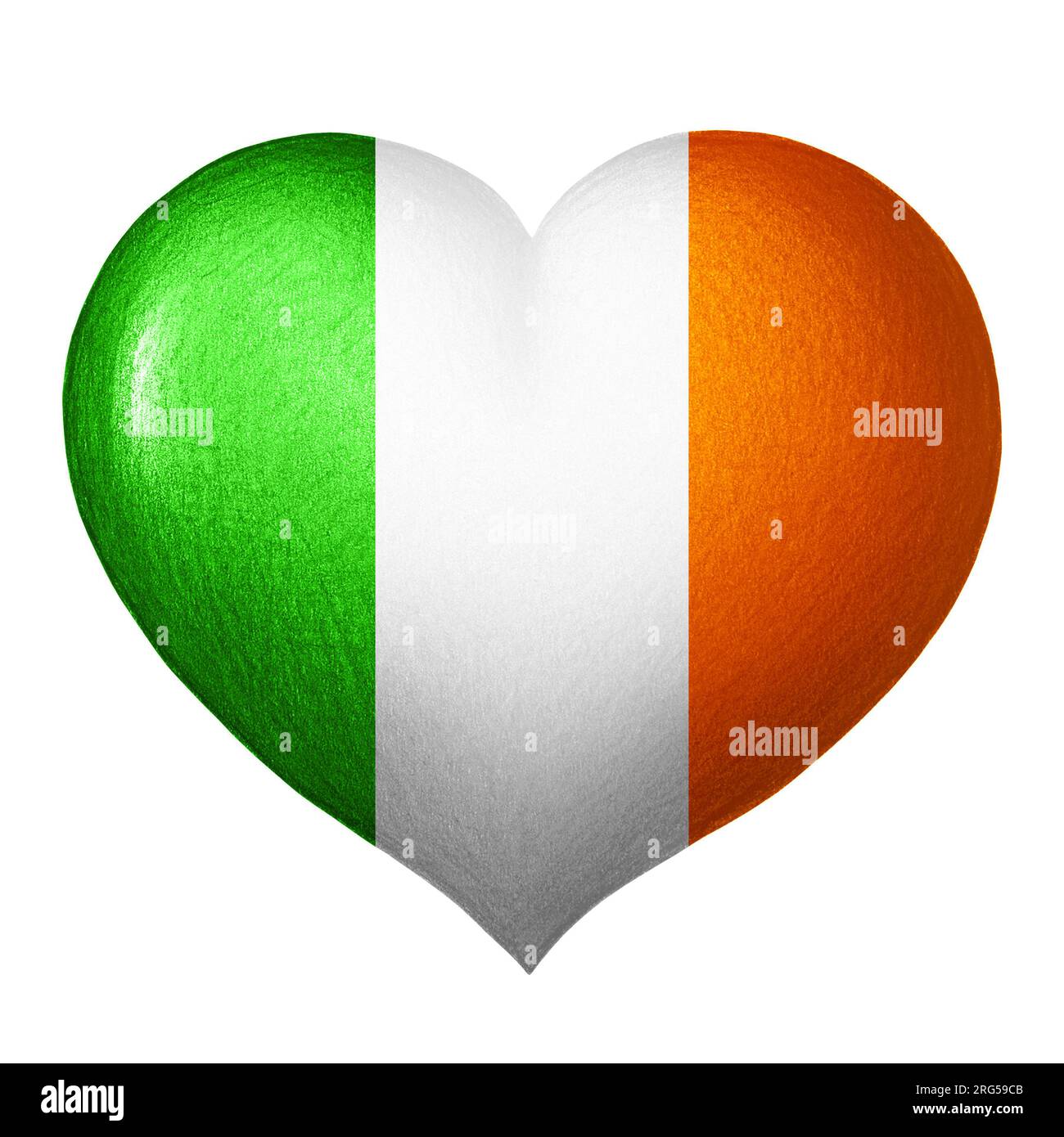 Irish flag heart isolated on white background. Pencil drawing Stock ...