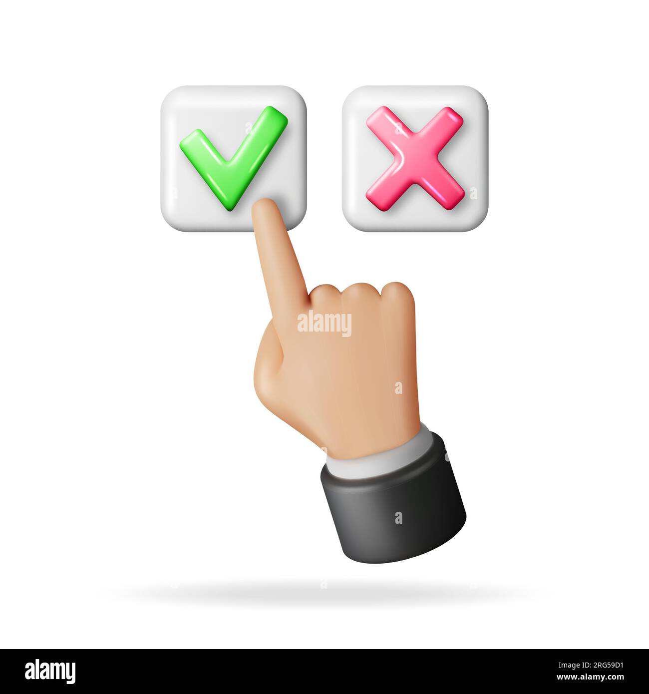 3D Right and Wrong Button Shape and Hand Stock Vector Image & Art - Alamy