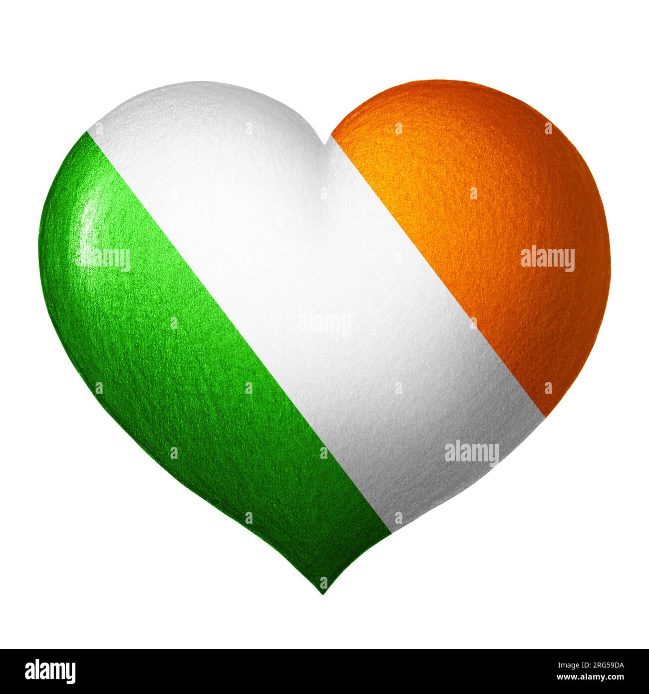 Irish flag heart isolated on white background. Pencil drawing Stock ...