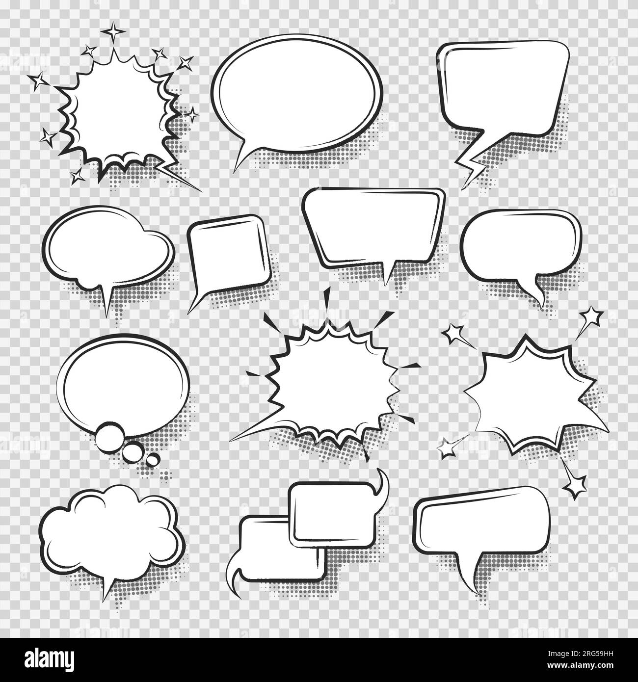 Comic illustration cartoon talk speaking Black and White Stock Photos ...