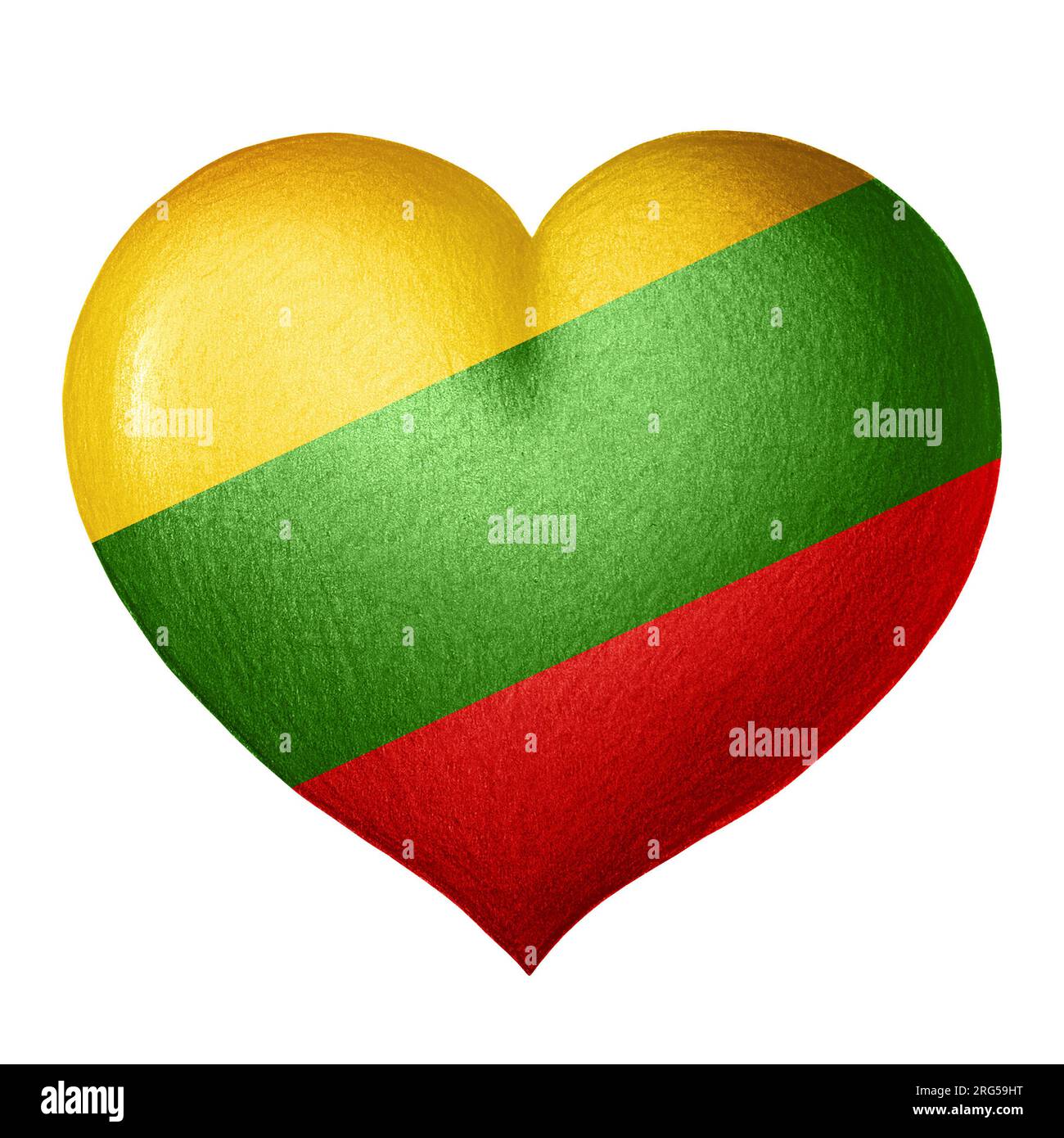 Lithuanian flag heart isolated on white background. Pencil drawing ...