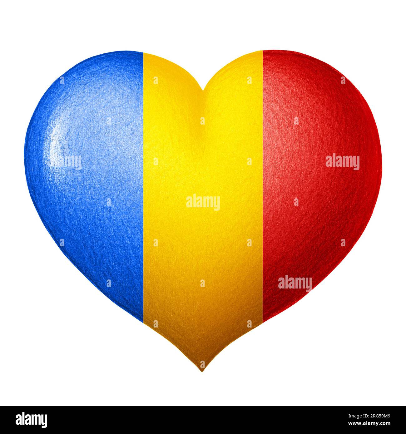 Romanian flag heart isolated on white background. Pencil drawing Stock ...