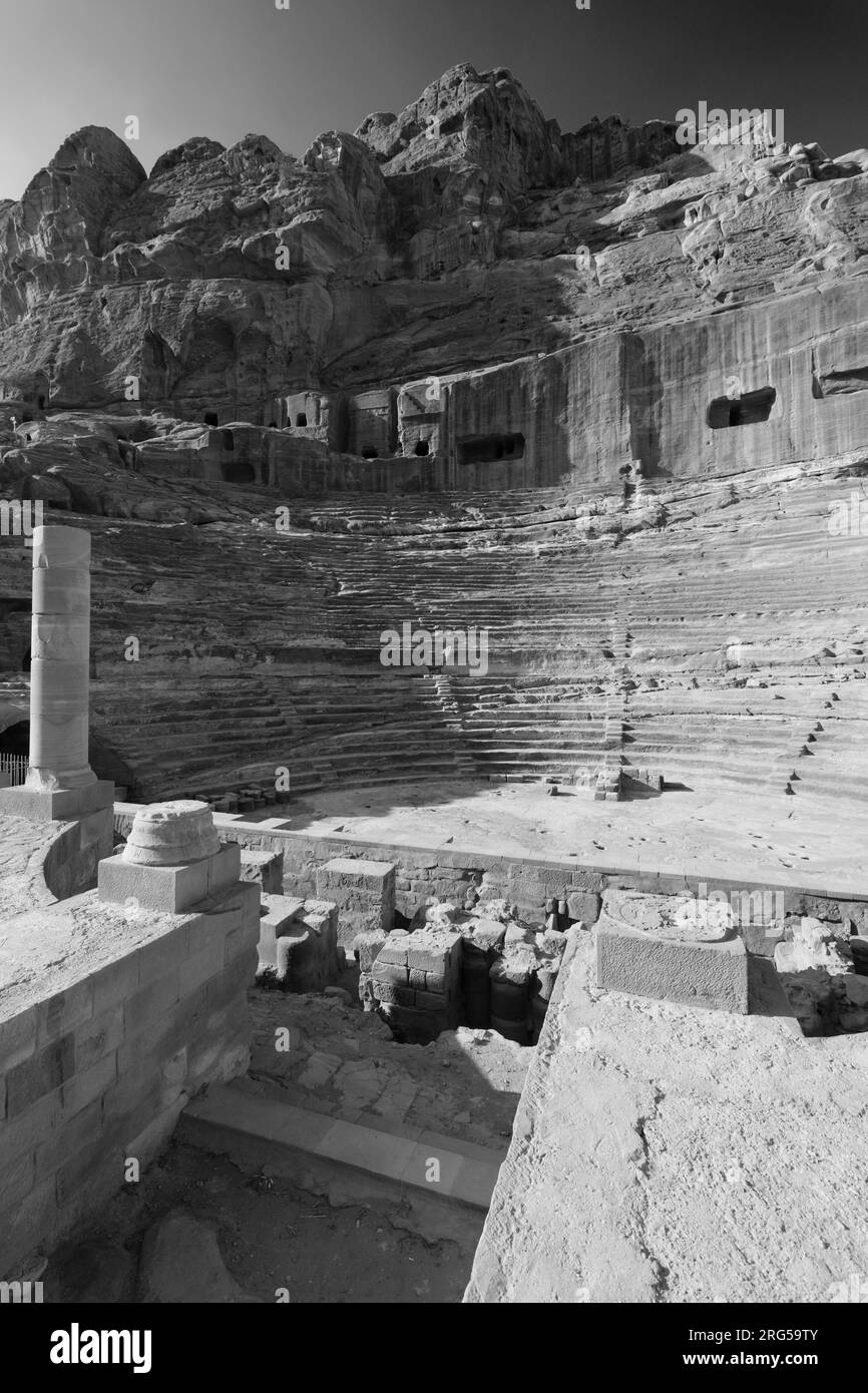 View of the Nabataean Theatre, Petra city, UNESCO World Heritage Site ...