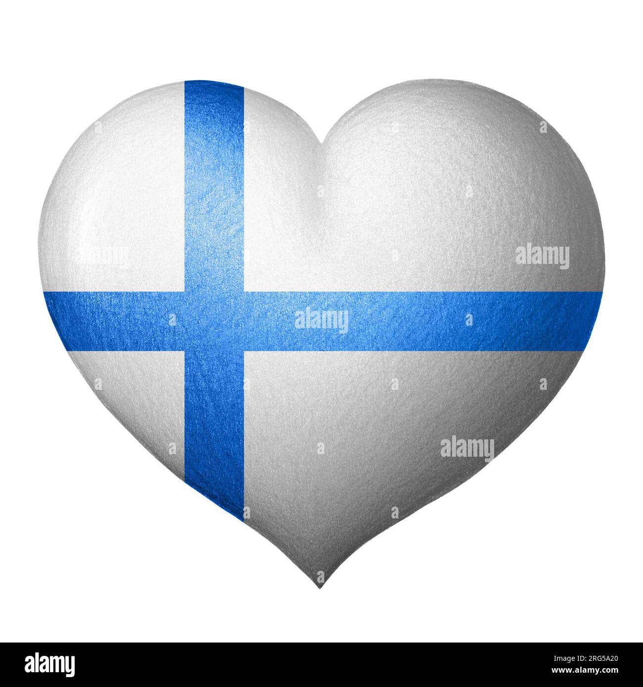 Finnish flag heart isolated on white background. Pencil drawing Stock ...