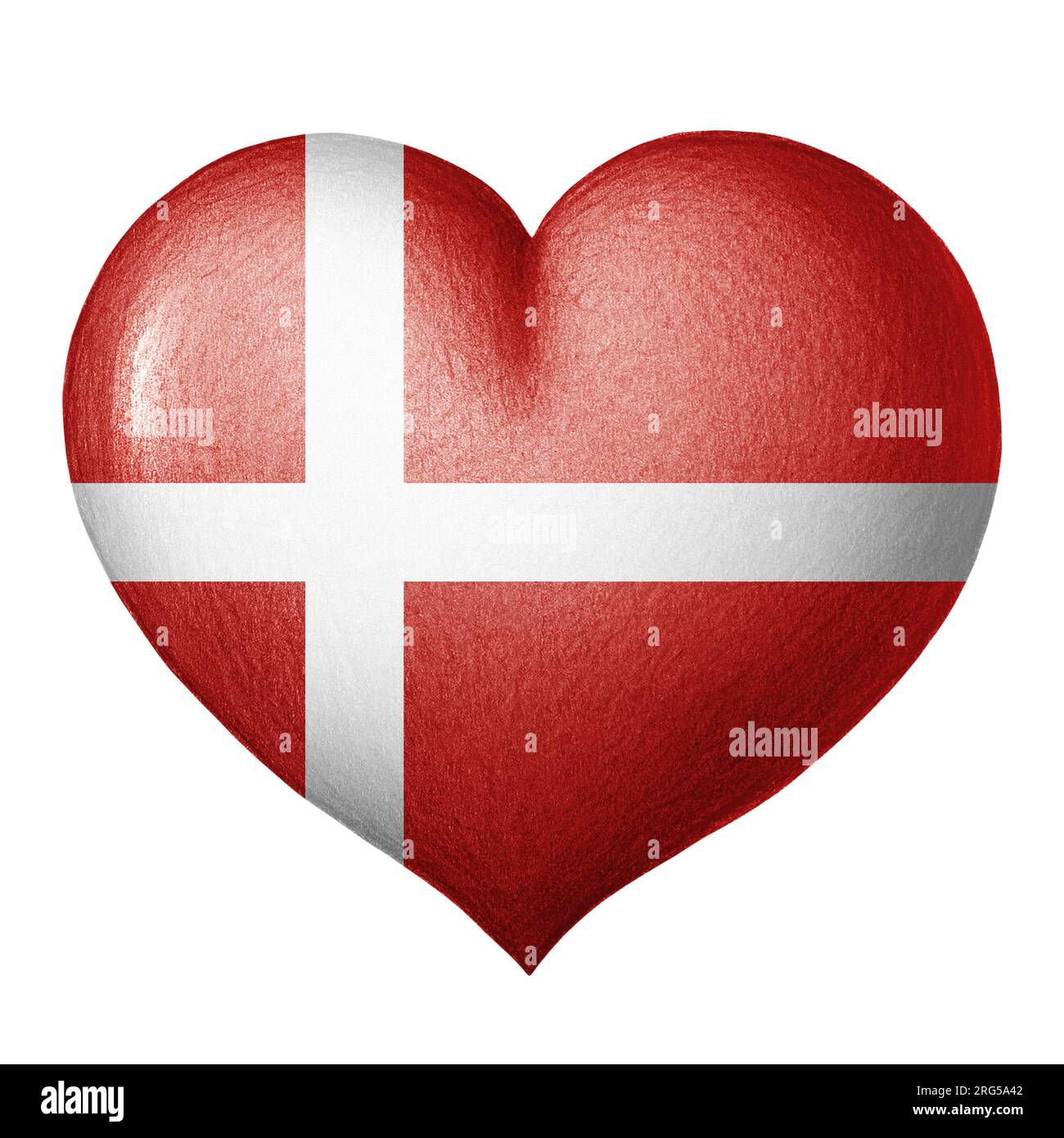 Danish flag heart isolated on white background. Pencil drawing Stock ...