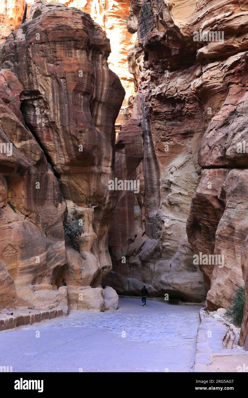 the Al-Siq, the Main Entrance Canyon to Petra, Jordan, Middle East ...
