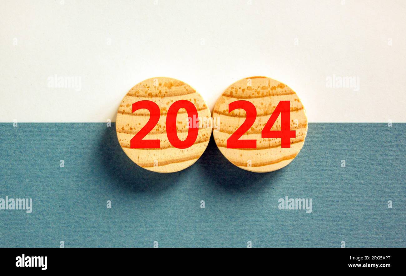 2024 happy new year symbol. Wooden circle with number 2024. Beautiful ...
