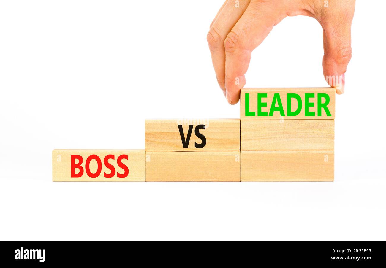Boss Vs Leader Symbol Concept Words Boss Vs Versus Leader On Wooden