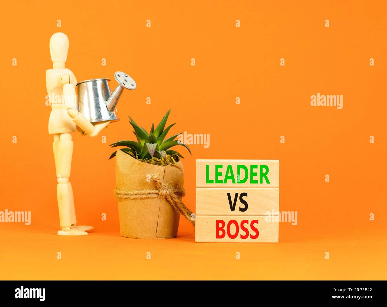 Boss vs leader symbol. Concept words Boss vs versus leader on wooden ...