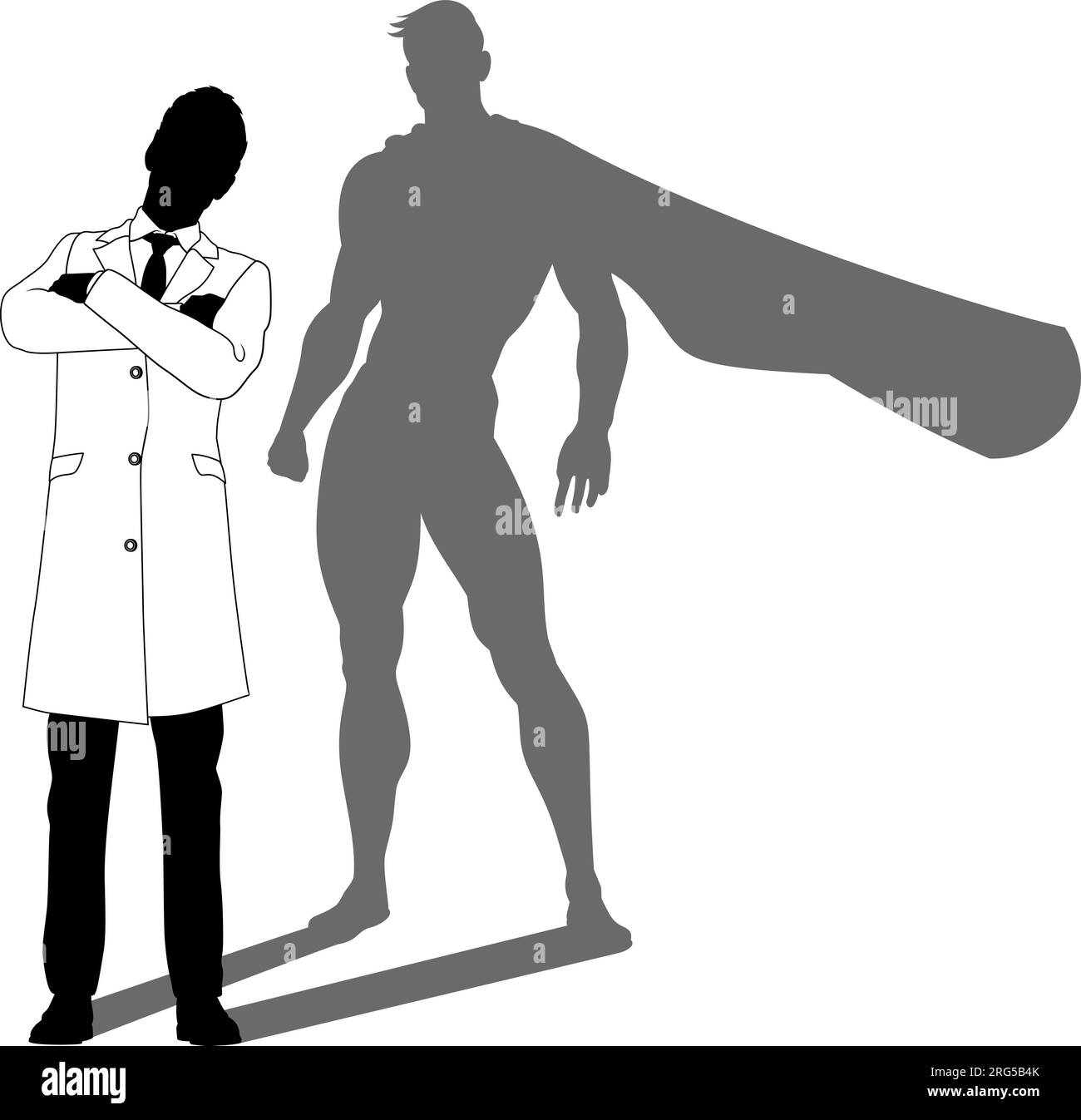 Superhero Scientist Super Hero Shadow Silhouette Stock Vector Image ...