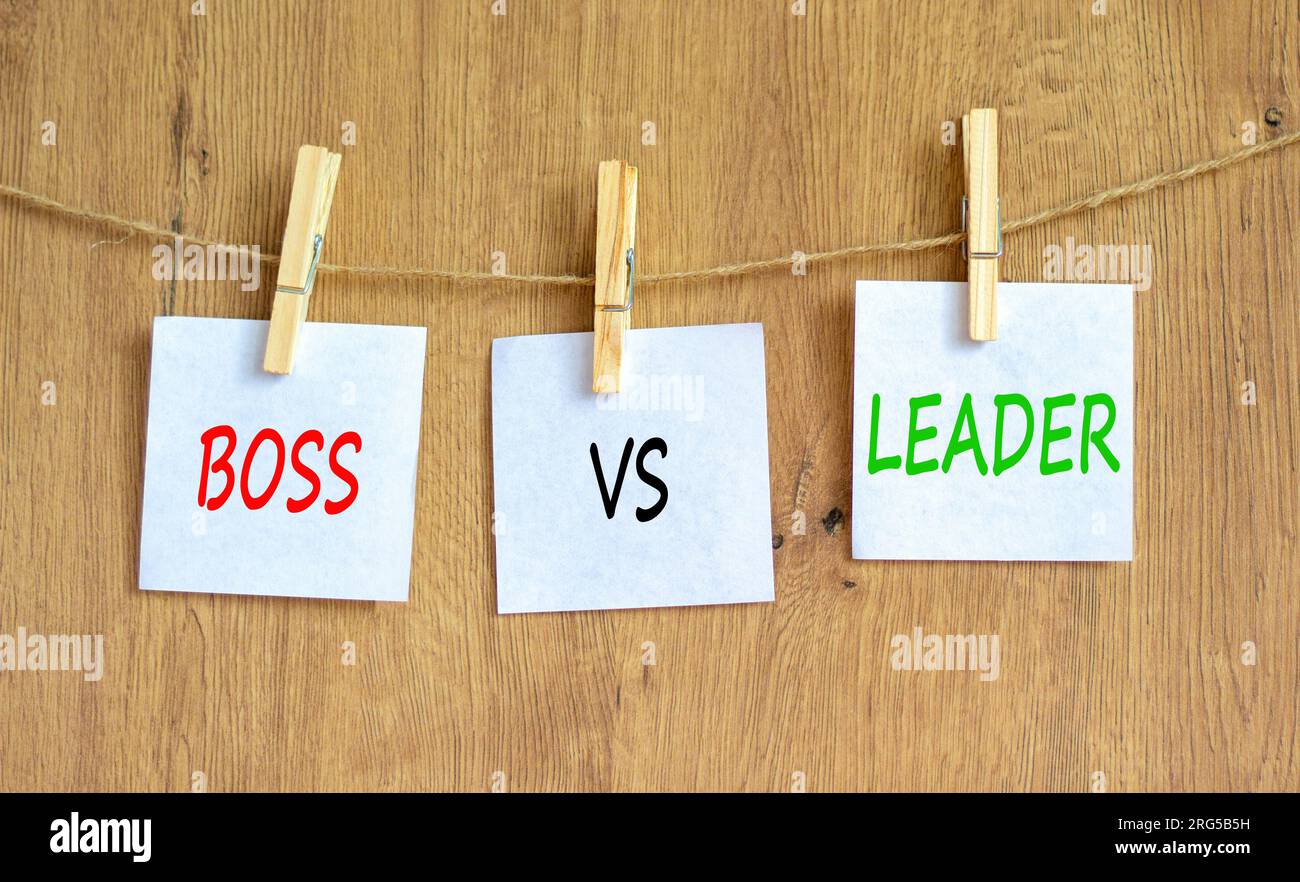 Boss Vs Leader Symbol Concept Words Boss Vs Versus Leader On Beautiful White Paper On