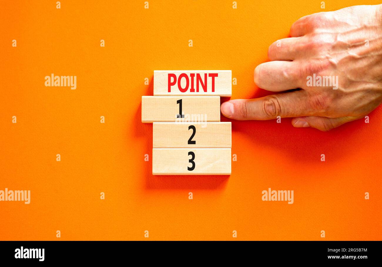 Time to point 1 symbol. Concept word Point 1 2 3 on wooden block ...