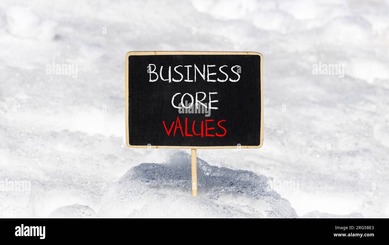 Business core values symbol. Concept words Business core values on beautiful black chalk ...