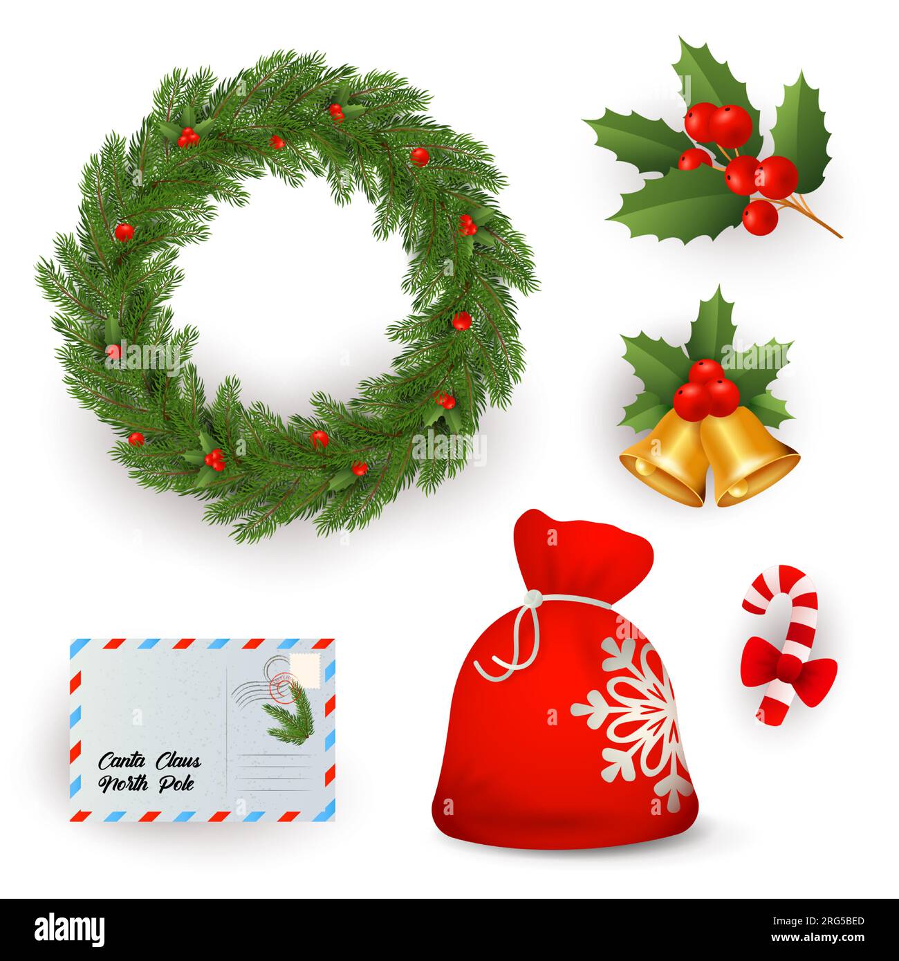 Christmas realistic poster with holiday celebration symbols vector ...