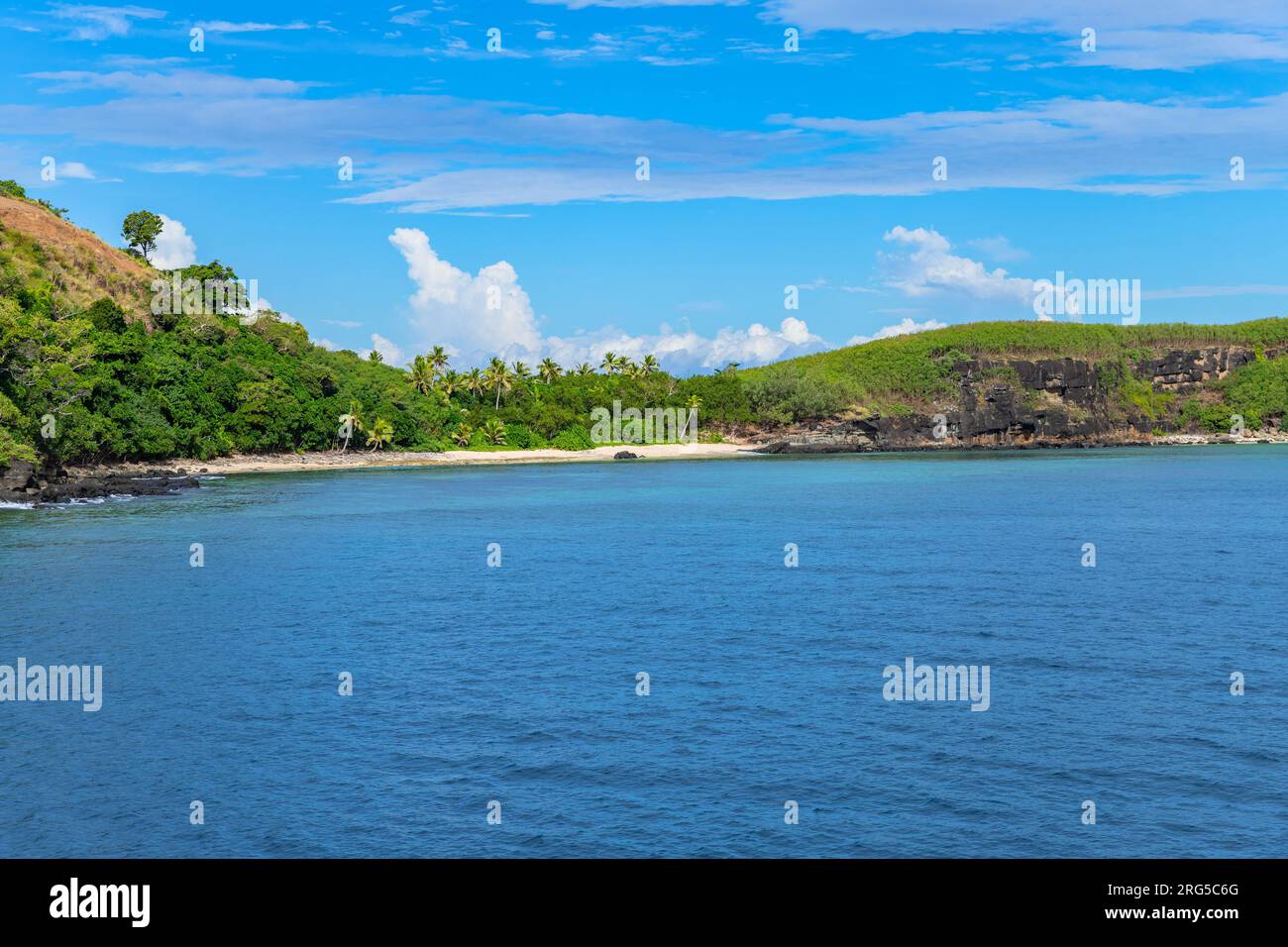 View of Naviti Islands coastlines, Yasawa Islands, Fiji. This ...