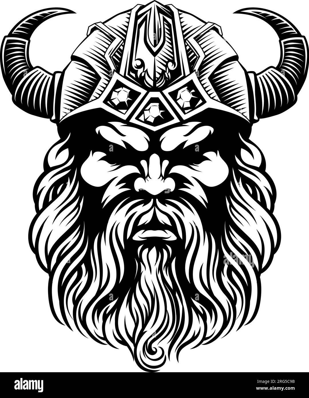 Viking Warrior Man Strong Mascot Face in Helmet Stock Vector Image ...