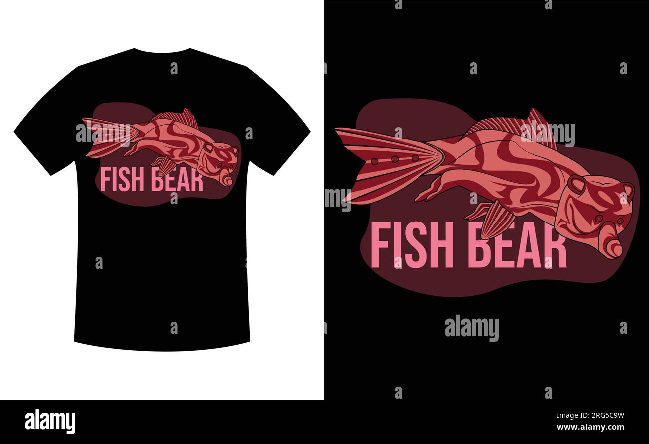 unique fish bear t-shirt design. a mix between fish and bear. vector ...