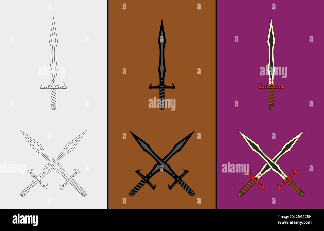 set of icon swords and symbols. cross sword. vector illustration Stock ...