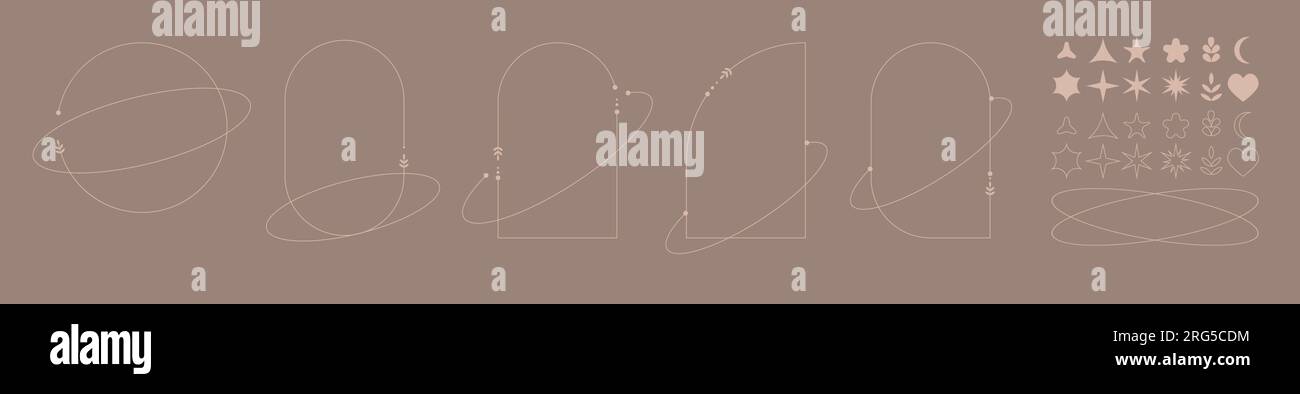 Arch frame aesthetic element, set simple frame and elements, simple ...