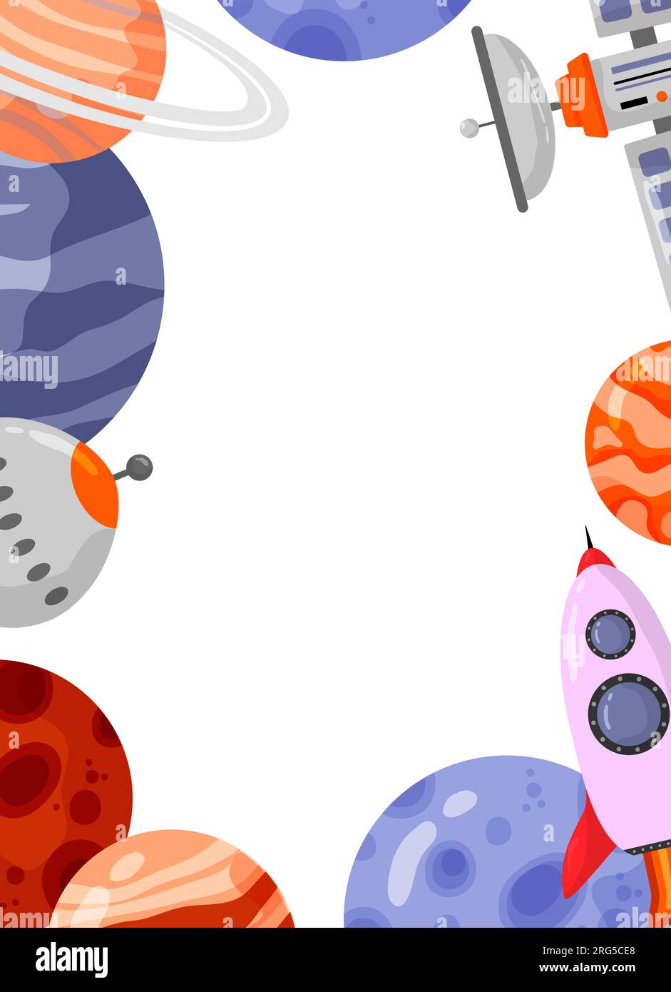 Astronaut and space frame with space elements. Galaxy frame for design ...