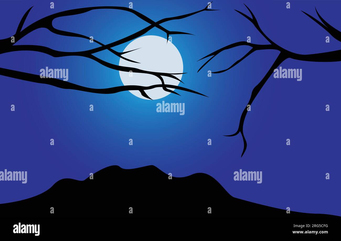 sunny day night hill view illustration background Stock Vector Image ...